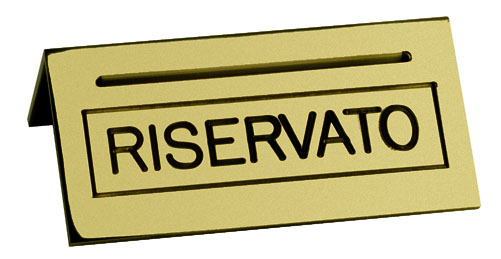 Segnatavolo scritta 'riservato', mis. 80x40h. mm.